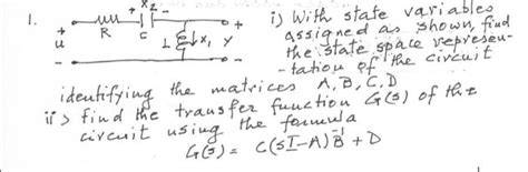 Solved I I With State Variables Assigned As Shown Find Chegg