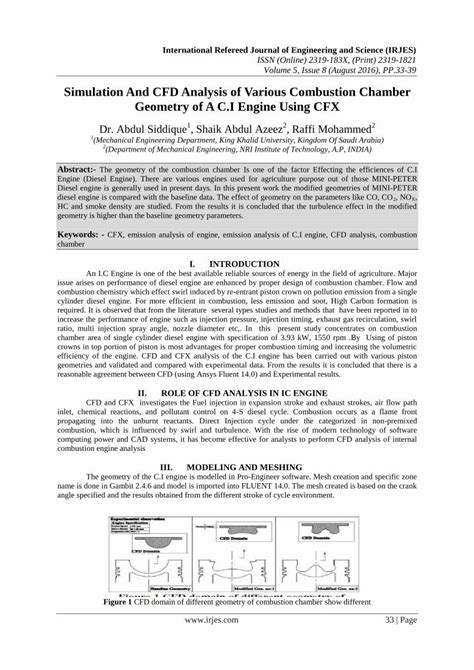 Pdf Simulation And Cfd Analysis Of Various Combustion · Pdf