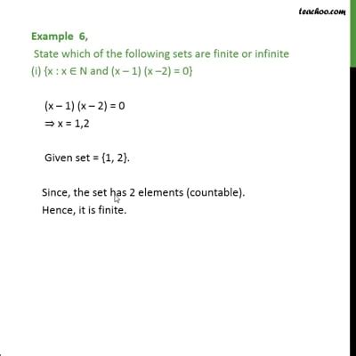 Example State Which Sets Are Finite Or Infinite X X N And