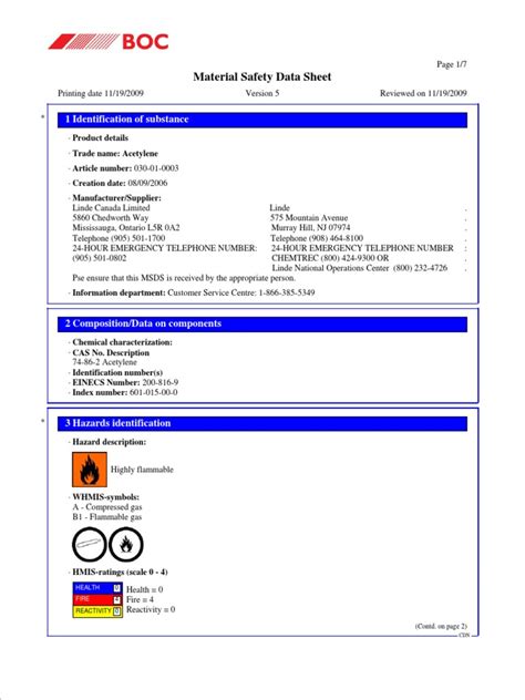 Msds Acetylene Pdf