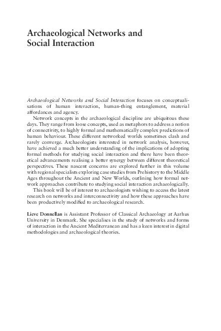 Pdf 2020 Archaeological Networks And Social Interaction