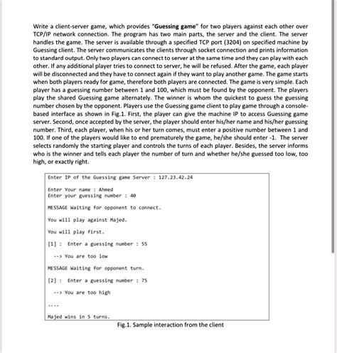 Write Java Code Write A Client Server Game Which Provides Guessing Game For Two Players Against