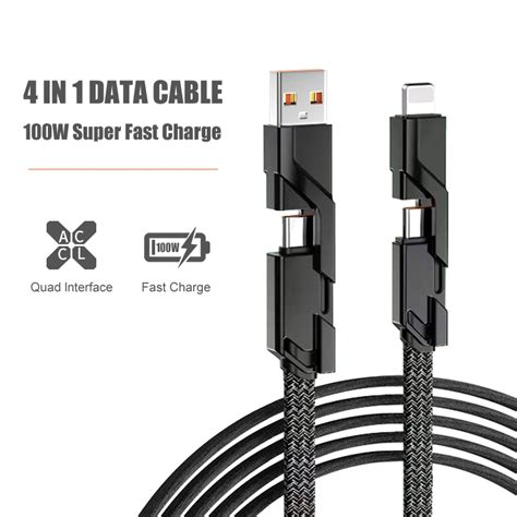 Dây Cáp Sạc Nhanh 4 Trong 1 100W Cho IP Type C Điện Thoại Máy Tính Bảng Laptop Shopee