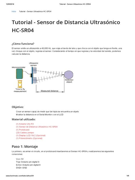 Tutorial Sensor Ultrasónico Hc Sr04 Pdf Sensor Arduino