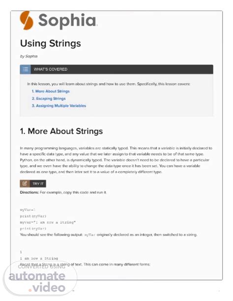 Using Strings Automatevideo
