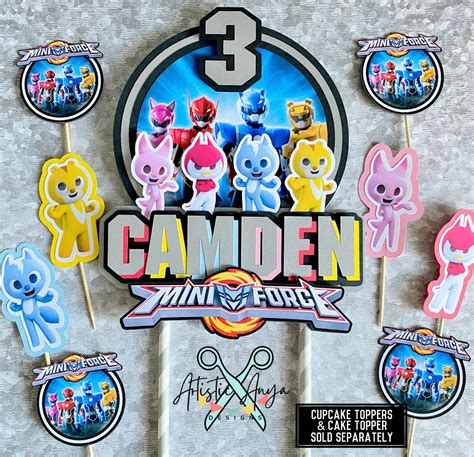 Mini Force Cake Topper Mini Force Party Decorations Personalized Cake Topper Blue Red Yellow