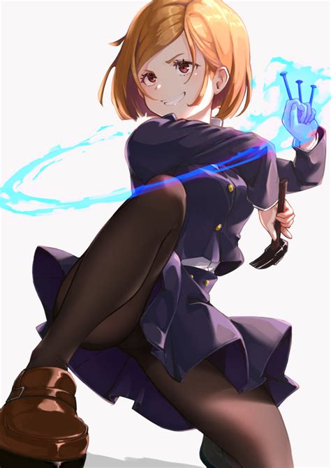 Safebooru 1girl Absurdres Bangs Between Fingers Black Legwear Brown
