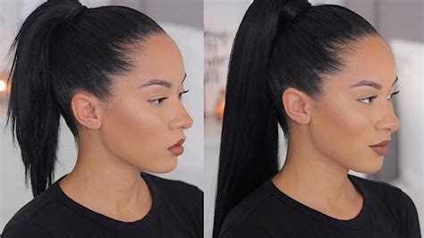 Long Sleek Ponytail With Shortmedium Hair Youtube