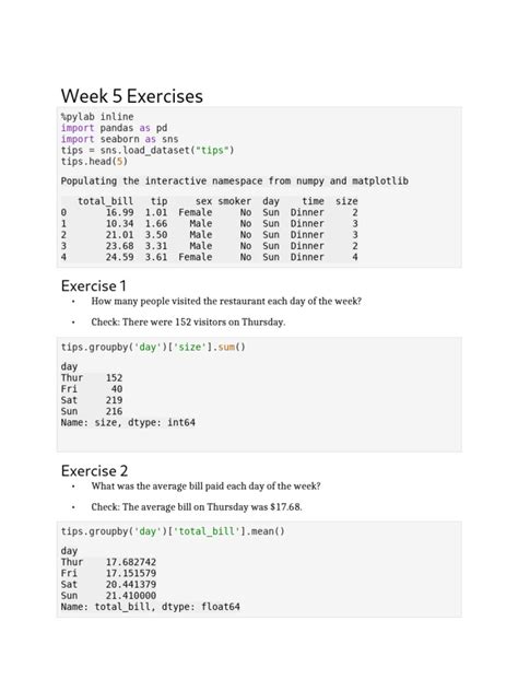Week 5 Exercises Soln Pdf Self Improvement
