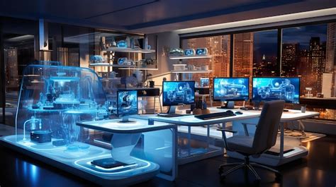 Premium AI Image Computer Science Lab High Technology Glossy Aesthetic Environment Futuristic