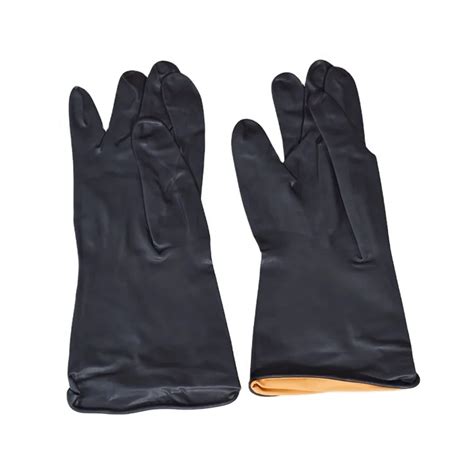 Black Natural Rubber Gloves Impa Code 190121 190122 300mm And 350mm