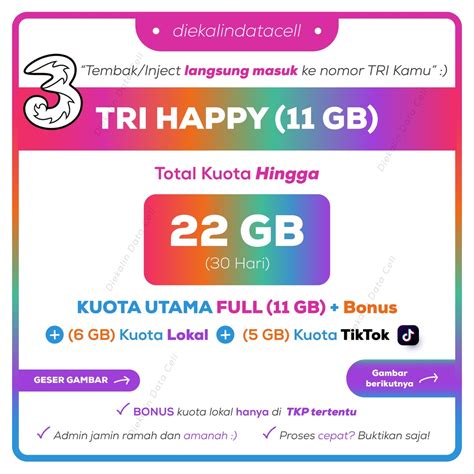 Jual Kuota Tri Happy Gb Hari Tembak Inject Paket Data Tri Indosat Murah Ramah Amanah