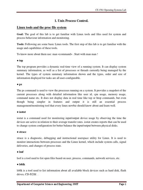 unix process control linux tools and the proc file system pdf