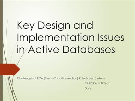 active databases design and implementation issues pptx