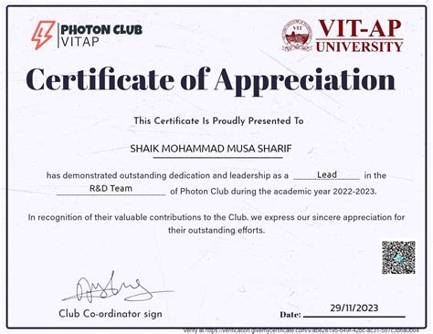 Leadership Innovation Photonclub Mohammad Musa Sharif Shaik