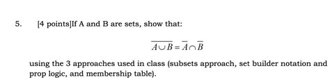 Solved 5 [4 Points]if A And B Are Sets Show That