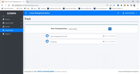 Courier Management System In PHP MySQL