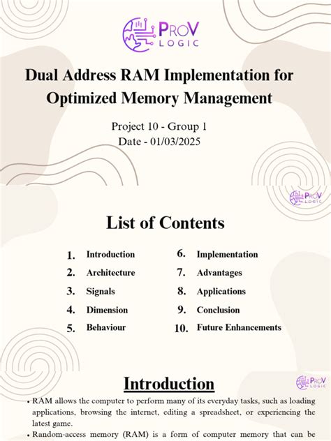 Dual Address Ram Implementation For Optimized Memory Management 2