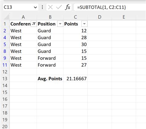 How To Use Subtotal With Average In Excel
