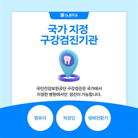 더원노블치과 🦷 공단검진 직작인 구강 검진 🦷 구강 내 문제를 미리 점검하고 예방하기 위해 국민건강보험공단에서는 구강검진을 지원하고 있습니다 건강보험 가입자를 대상으로