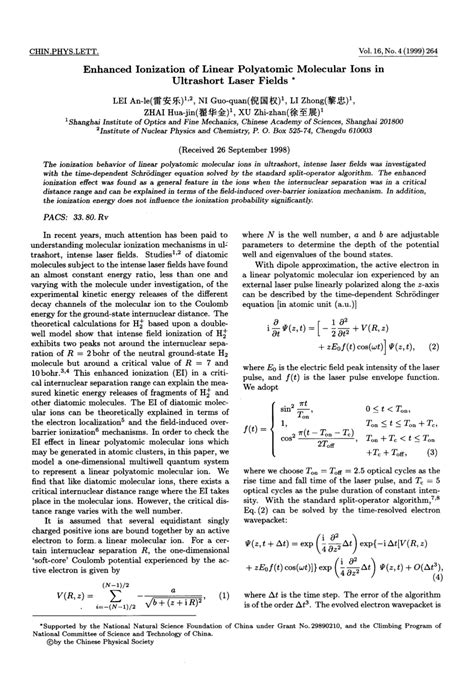 Pdf Enhanced Ionization Of Linear Polyatomic Molecular Ions In