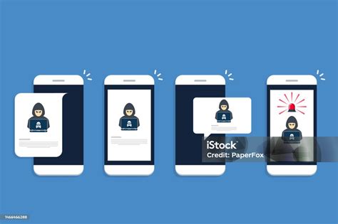 Hacker Malware Notification On Mobile Phone Smartphone With Hacker Alert Spam Data On Cellphone