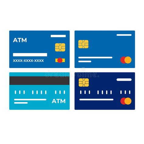 Credit Cards Atm Cards Vector Debit Card 4 Pieces Stock Illustration