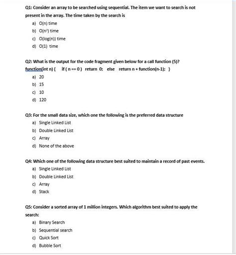 Solved Q Consider An Array To Be Searched Using Chegg Com