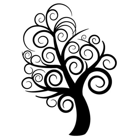 Tree With Swirly Branches Free Vector