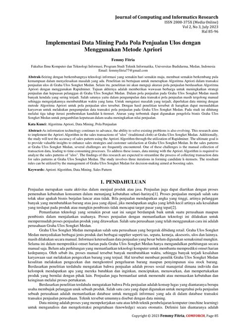 Pdf Implementasi Data Mining Pada Pola Penjualan Ulos Dengan
