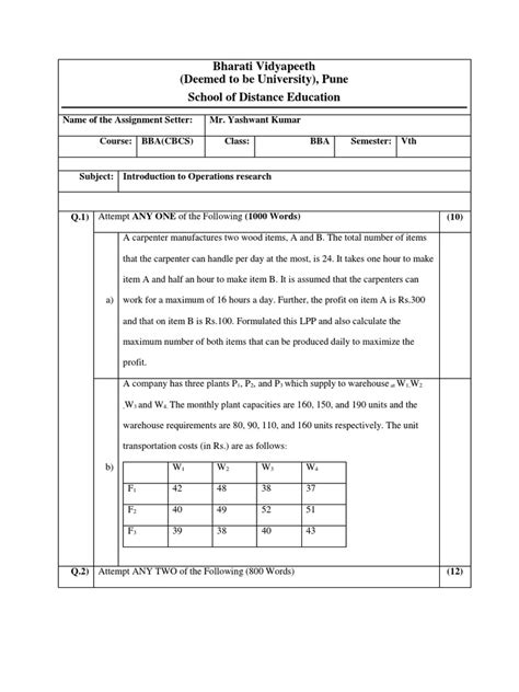 Sde Assignment Bba Sem V Introduction To Operations