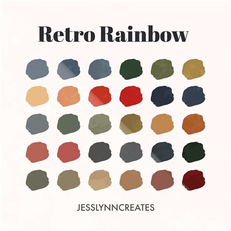 Retro Rainbow Palette For Procreate Procreate Palettes Procreate Swatches Mid Century Modern