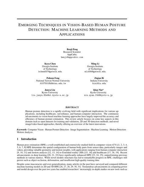 Pdf Emerging Techniques In Vision Based Human Posture Detection Machine Learning Methods And