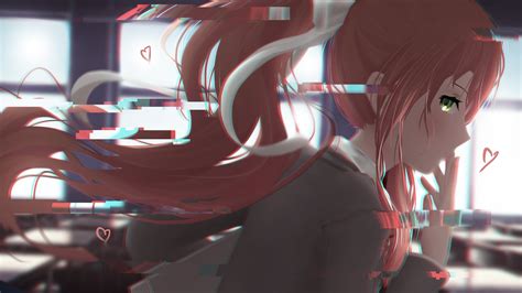 Monika Glitch Art Hd Wallpaper By Sculp2 1920x1080 Wallpaper Abyss