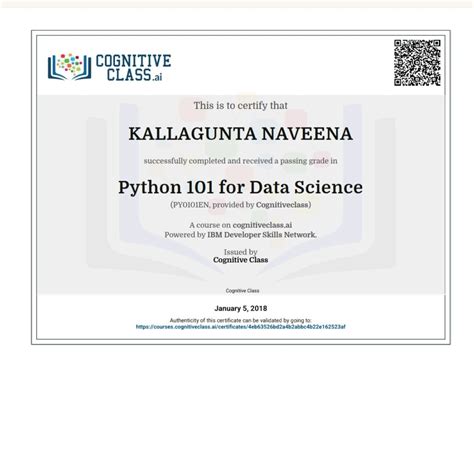 Certification On Python For Data Science Provided By Cognitive Class On