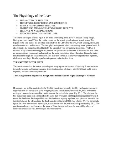 The Physiology Of The Liver Pdf Lipoprotein Glycogen