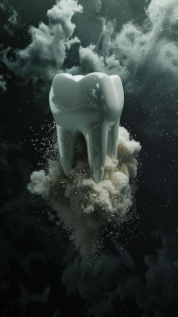 Premium Photo Surreal Floating Tooth Exhales Smoke In Artistic