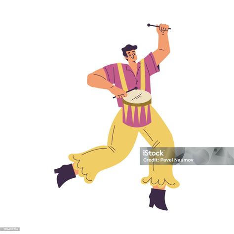 브라질 사람 축제 와 남자 성격 춤추는 와 연주 드럼 벡터 일러스트 개념에 대한 스톡 벡터 아트 및 기타 이미지 개념 공연