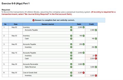 Solved Required Information Exercise 6 9 Algo Record