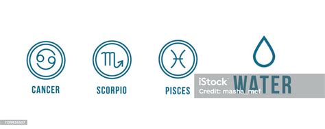 3 물 조디악 징후암 전갈 자리 물고기 라운드 아이콘입니다 0명에 대한 스톡 벡터 아트 및 기타 이미지 0명 개체 그룹 게자리 Istock