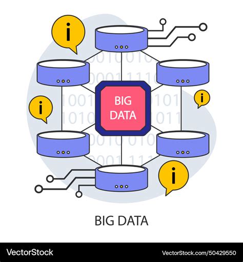 Big Data Intricate Network Of Processing Vector Image