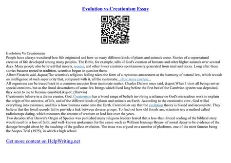 Evolution Vs Creationism Essay Ppt