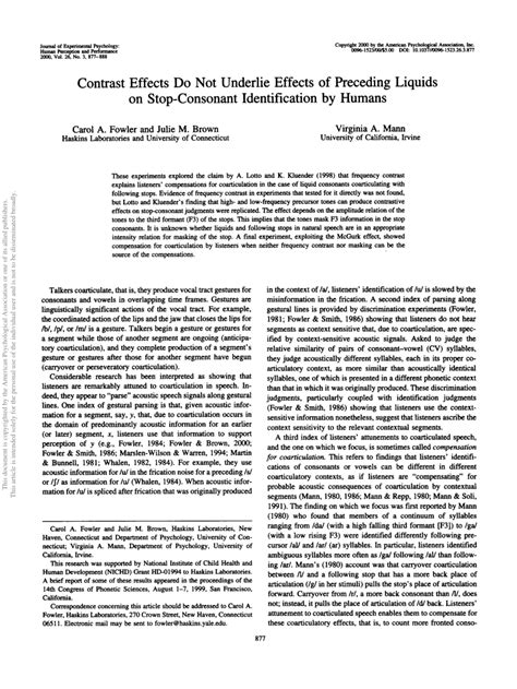 Contrast Effects Do Not Underlie Effects Of Preceding Liquids On Stop