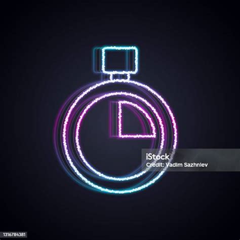 검은 색 배경에 고립 된 빛나는 네온 라인 스톱 워치 아이콘 시간 타이머 기호입니다 크로노미터 기호 벡터 2 위 상 종류에 대한 스톡 벡터 아트 및 기타 이미지 Istock