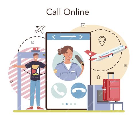Premium Vector Customs Officer Online Service Or Platform Passport Control At The Airport