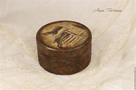 Купить Шкатулочка Прабабушкина коричневый шкатулка декупаж круглая шкатулка старая