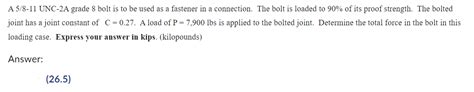 Solved Determine The Total Force In The Bolt In This Loading Chegg Com