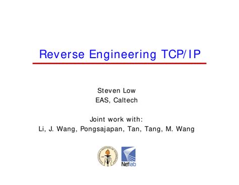 [ppt] reverse engineering tcp ip reverse engineering tcp ip steven