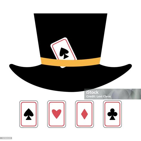 카드 놀이와 마술 모자 벡터 서커스 클립아트 마법사 또는 저글러 장비 아이콘 귀여운 재미있는 축제 옷 클립 아트 스트리트 쇼 코미디언 일러스트레이션 Carnival에 대한