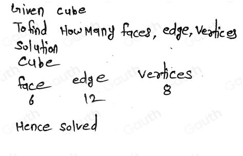 Solved How Many How Many How Many Faces Edges Vertices Cube Math